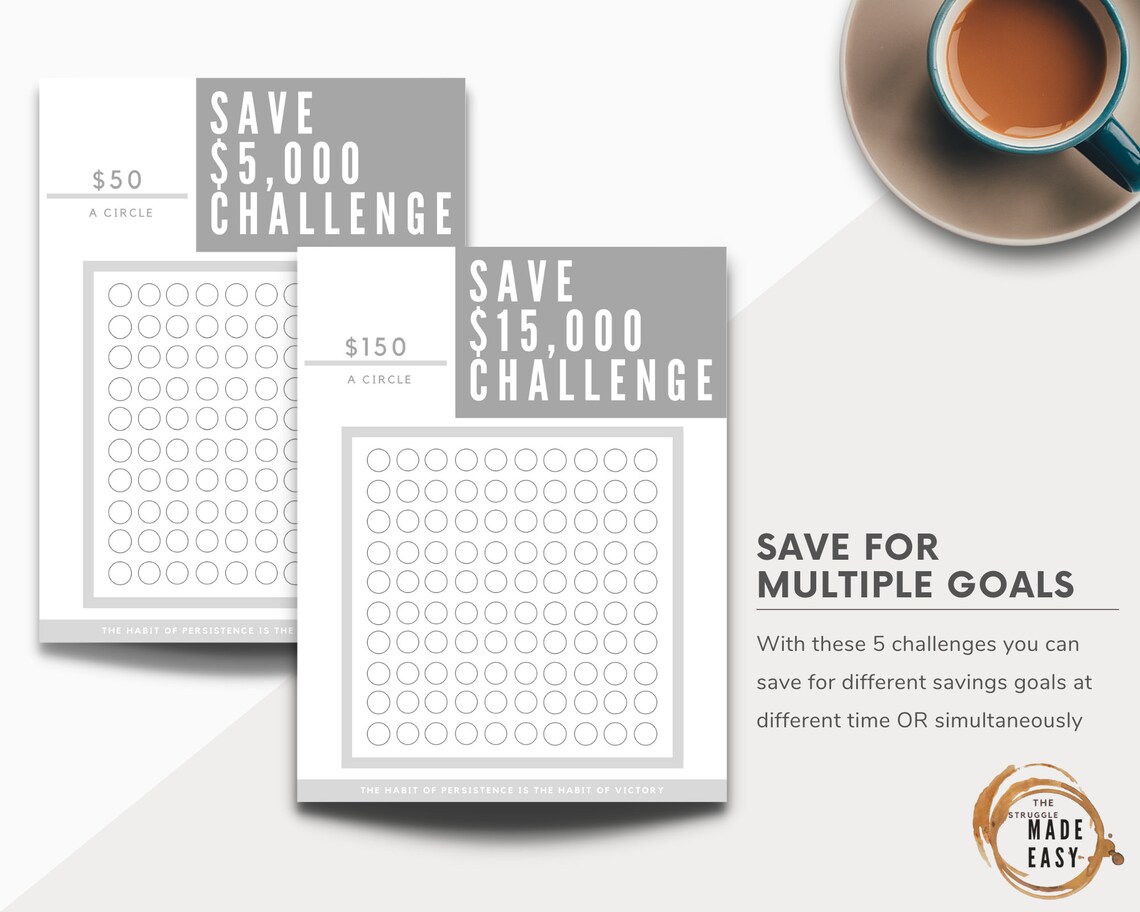 Goal Savings Tracking Printables Color-in Worksheets Financial Planners ...