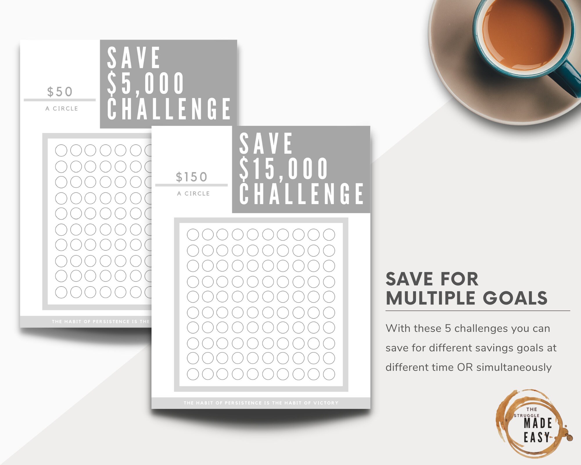Goal Savings Tracking Printables Color-in Worksheets Financial Planners ...