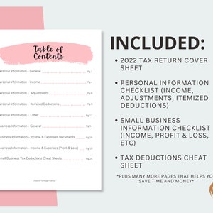 2022 Tax Return Binder Pink, Individual AND Business Tax, Tax Organizer ...