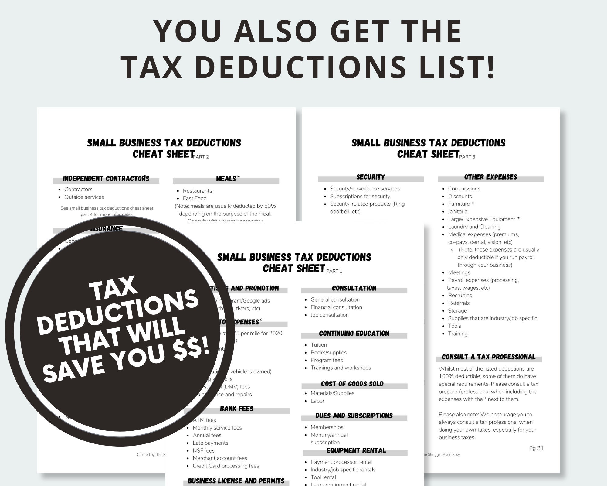 2023 Tax Return Binder: Small Business Tax Deductions Checklist ...