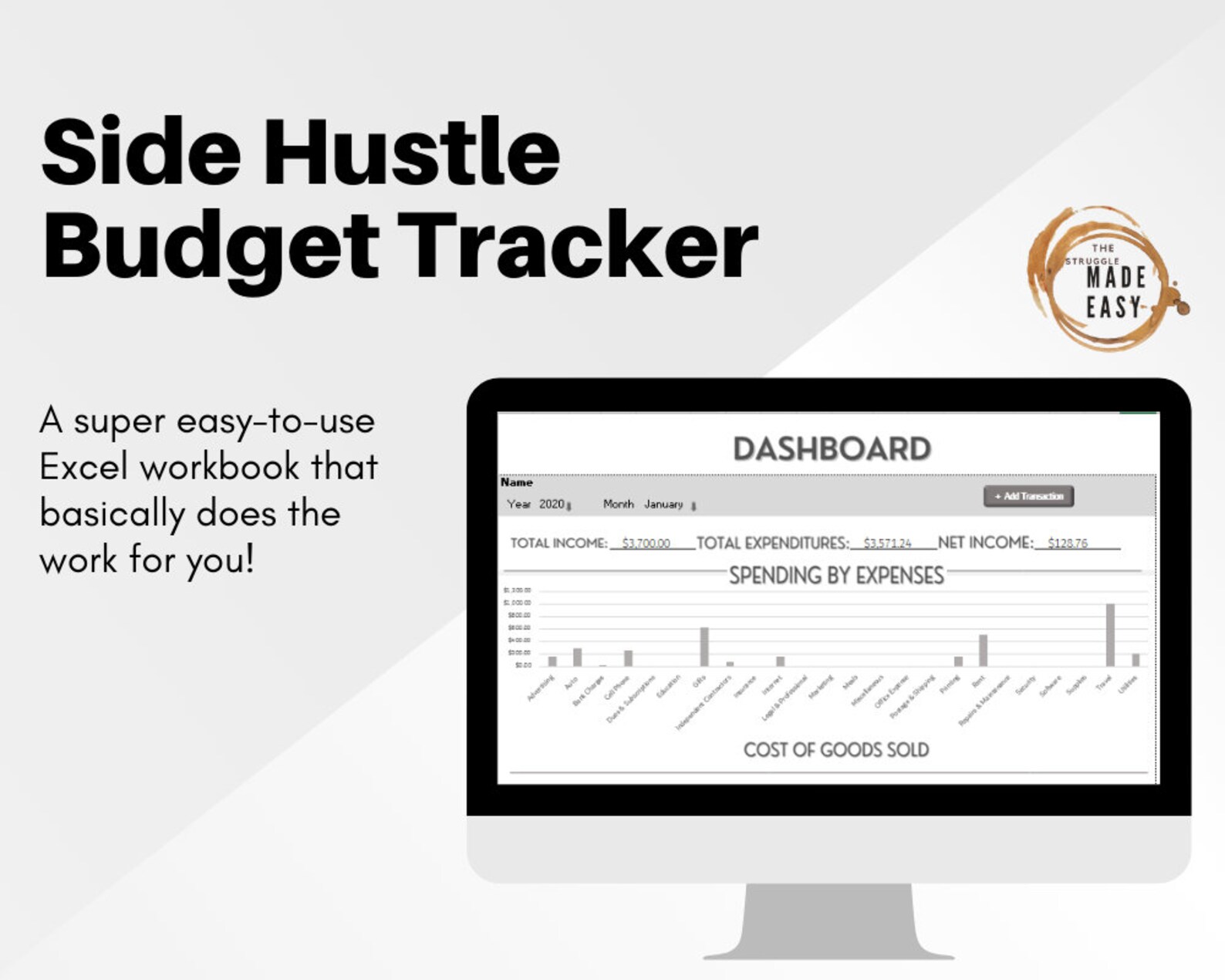 Side Hustle Budget Tracker Bookkeeping Instant Excel | Etsy