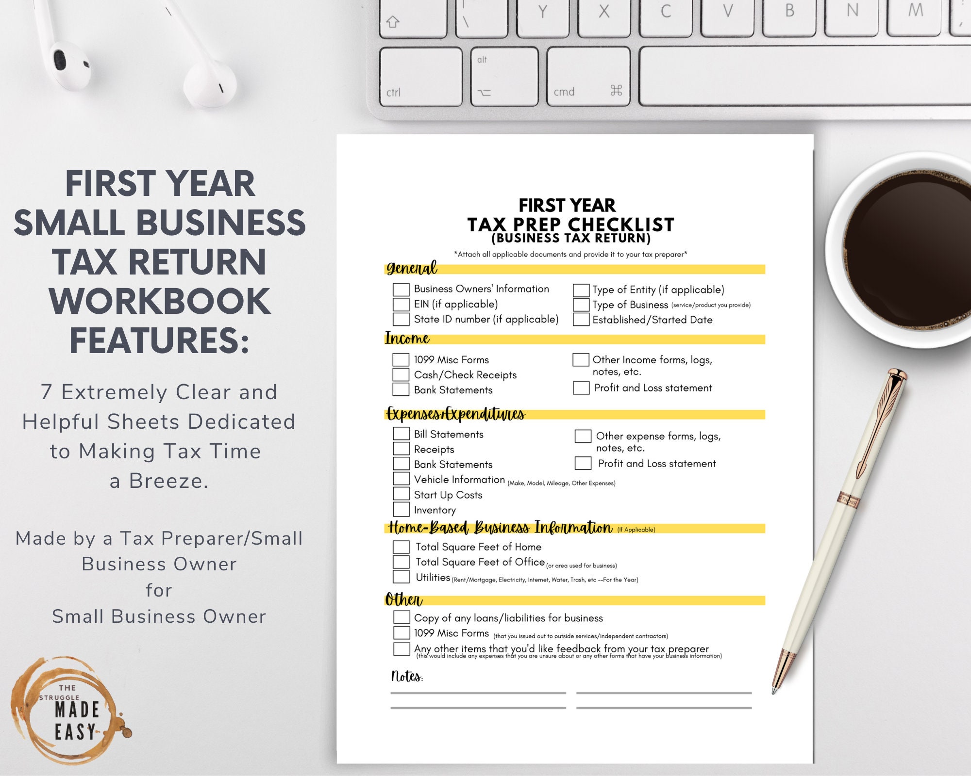 First Year Small Business Tax Return Workbook Home-based - Etsy