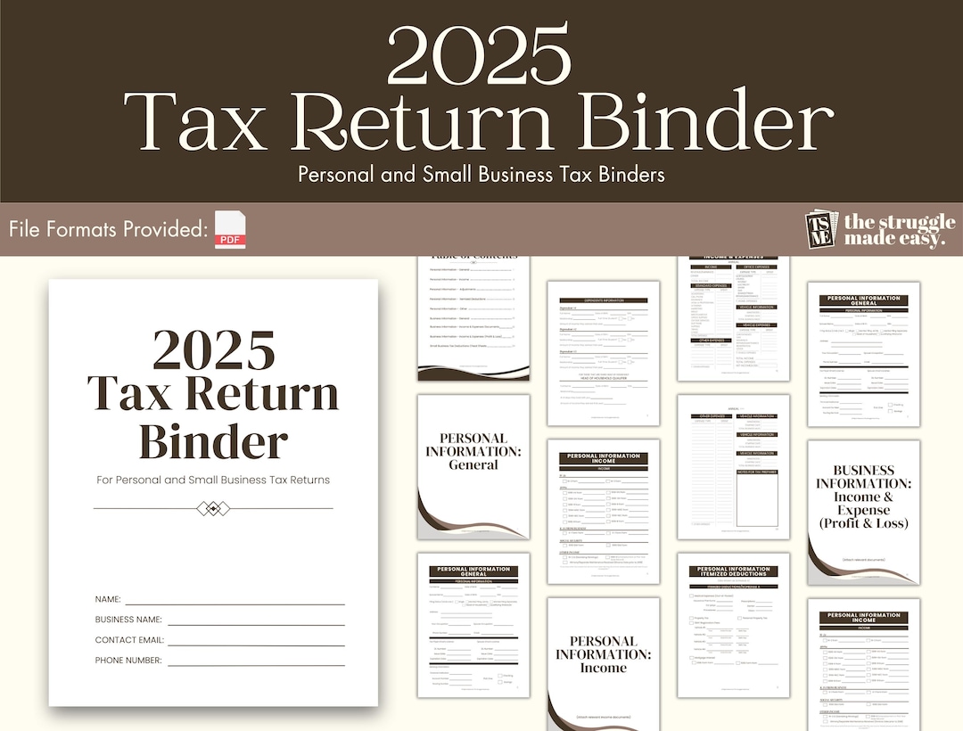 2025 Small Business Tax Binder and Spreadsheet Printable Tax Organizer ...