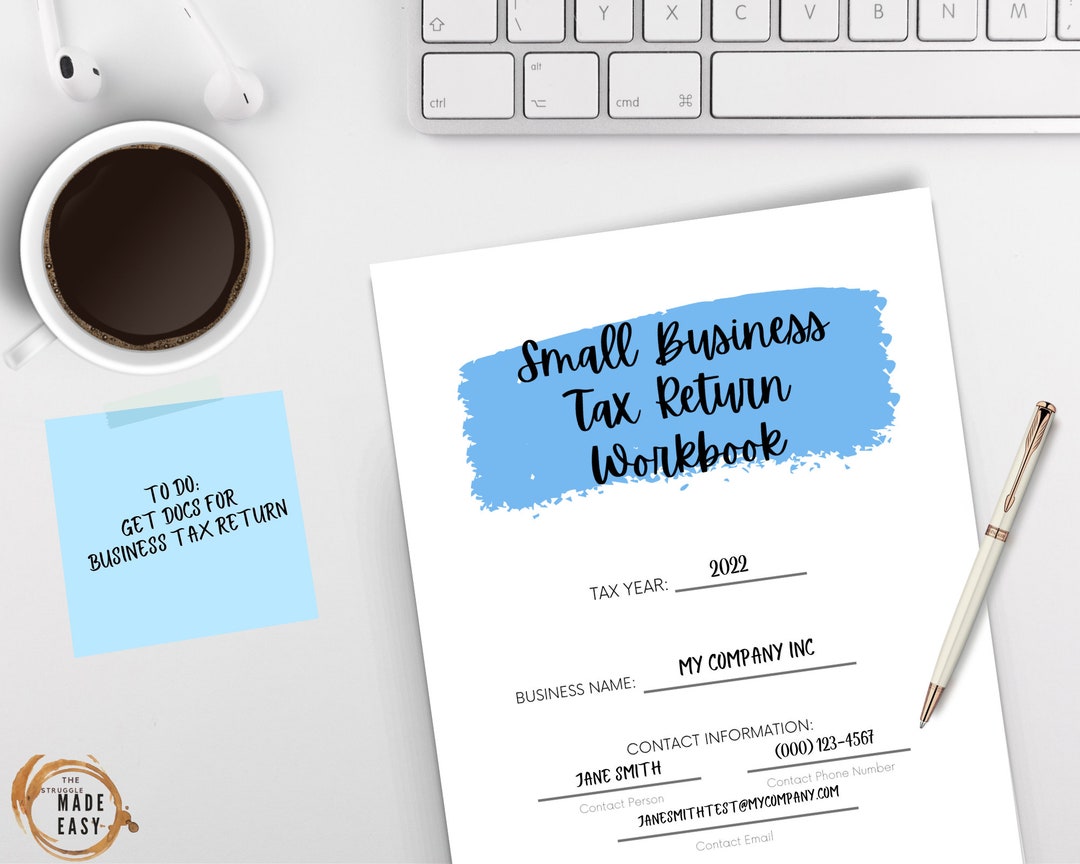 Small Business Tax Return Workbook in Blue | Minimalistic | Instant ...