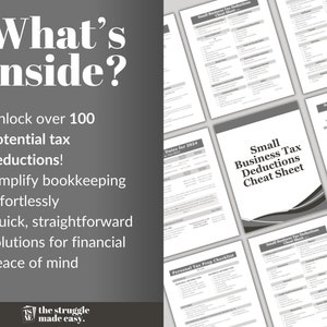 Small Business Tax Deductions Cheat Sheet Tax Write Offs List Side ...