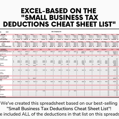Small Business Tax Deductions Cheat Sheet Income and Expense | Etsy