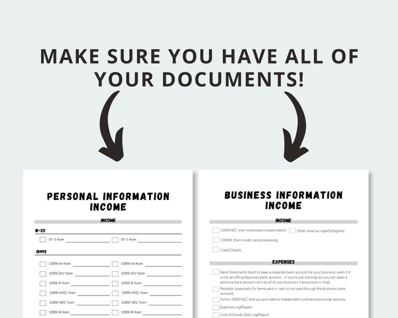 2022 Tax Return Binder - Personal + Small Business Tax, Instant PDF ...
