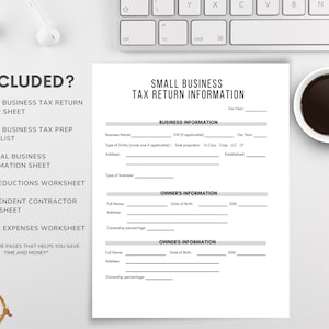 Small Business Tax Return Workbook| Minimalistic | Instant Download ...