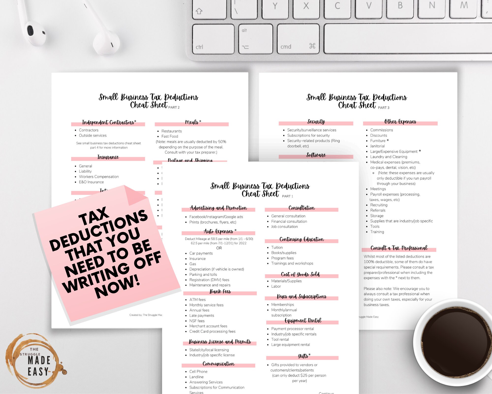 2022 Tax Return Binder in Pink + Excel | Individual AND Business Tax ...