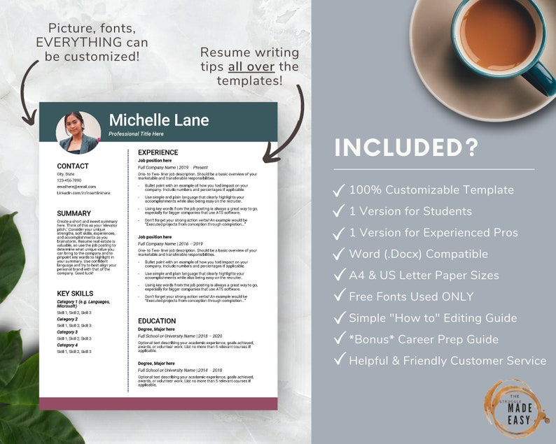 Bold Professional Resume Template Creative Resume Template | Etsy France