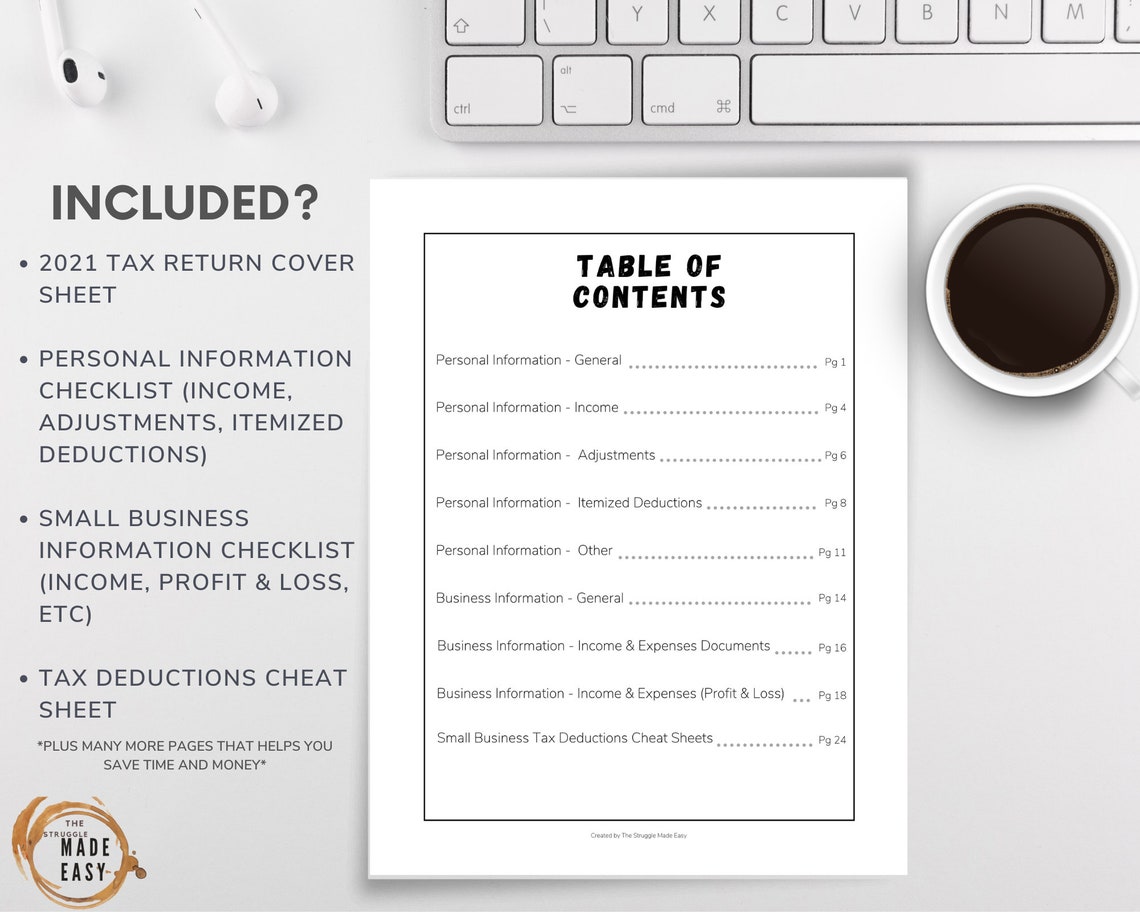 Tax Return Binder: Personal & Small Business Organizer (PDF Download ...