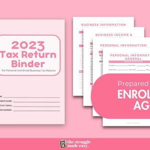 2023 Tax Return Binder Pink, Individual AND Business Tax, Tax Organizer ...