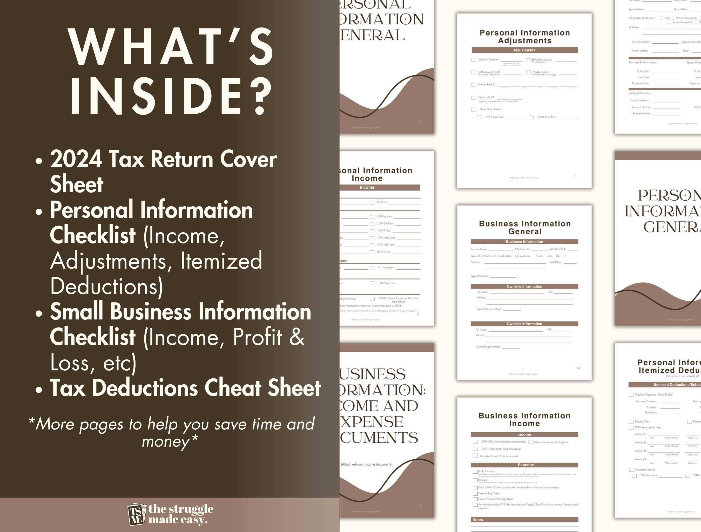 2024 Personal and Small Business Tax Return Binder for Small Business ...