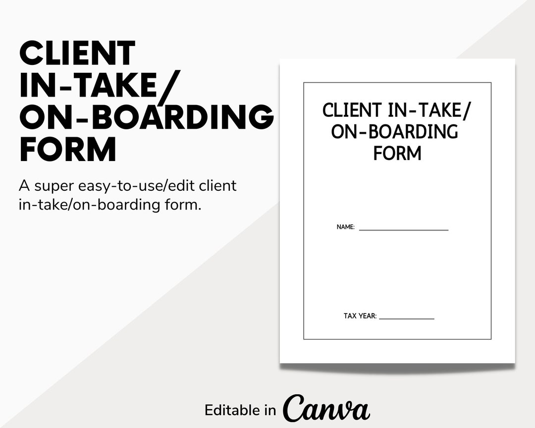 Client In-take Onboarding Form: Editable Tax Organizer (canva Template ...