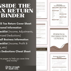 2023 Tax Return Binder + Tax Deduction Spreadsheet, Individual AND ...