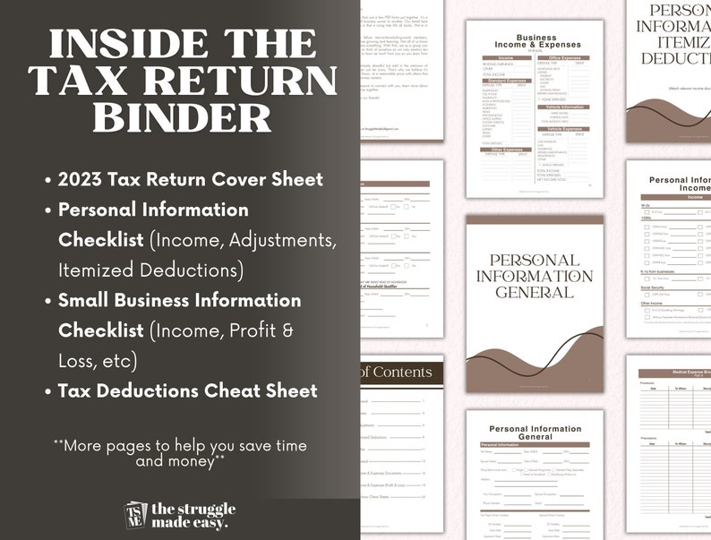 2023 Tax Return Binder + Tax Deduction Spreadsheet, Individual AND ...