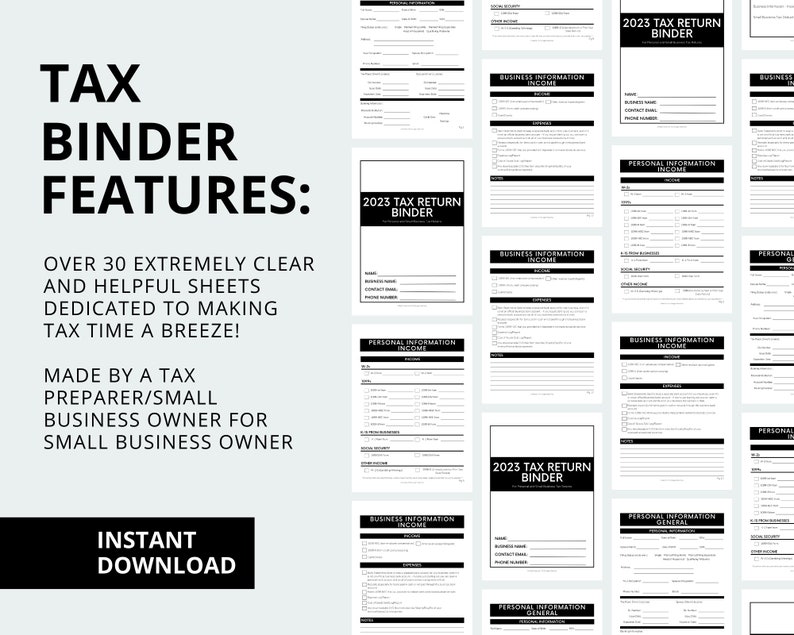 2023 Tax Return Binder: Small Business Tax Deductions Checklist ...