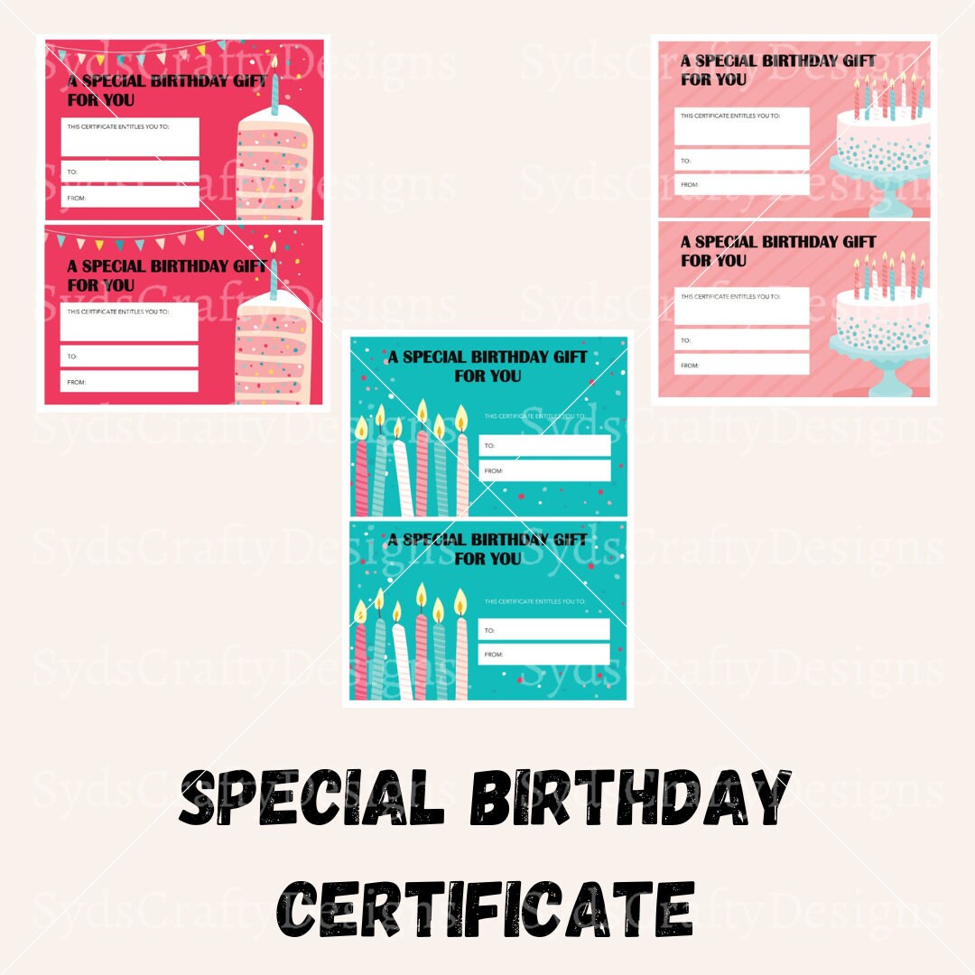 Special Birthday Certificate Instant Download Special Birthday ...