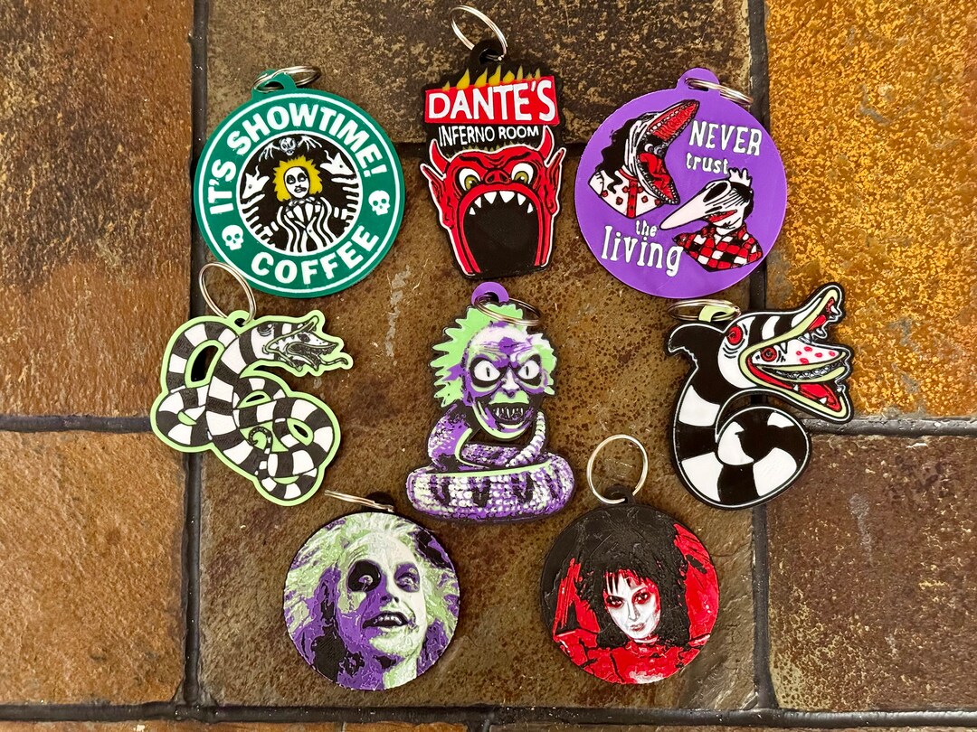 Beetlejuice Keychain / Charms! Betelgeuse, Sandworm, Dante's Inferno ...