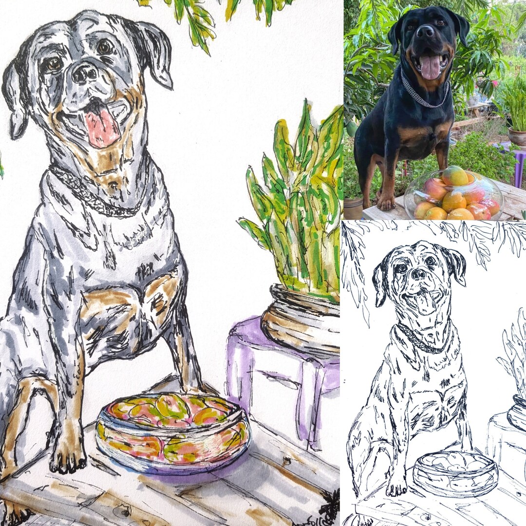 Dog Drawing From Photo Pet Parent Gift Custom Pet Portrait Dog Portrait ...