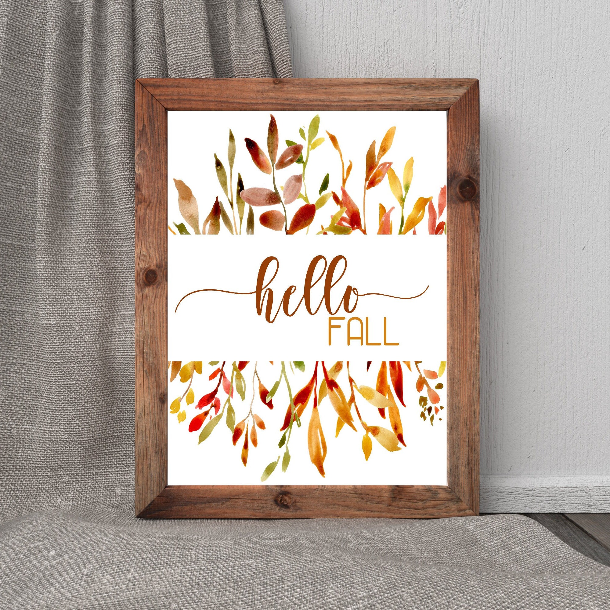 Hello Fall Printable, Fall Wall Decor Print, Thanksgiving Decor ...
