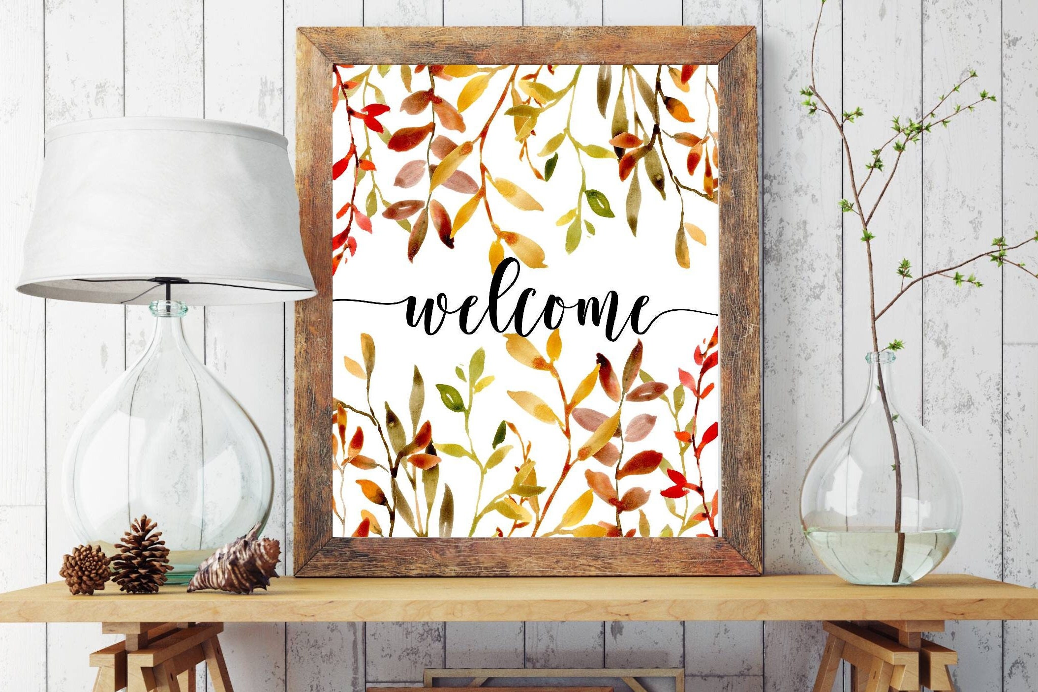 Welcome Fall Printable With Leaves, Thanksgiving Printable, Fall ...