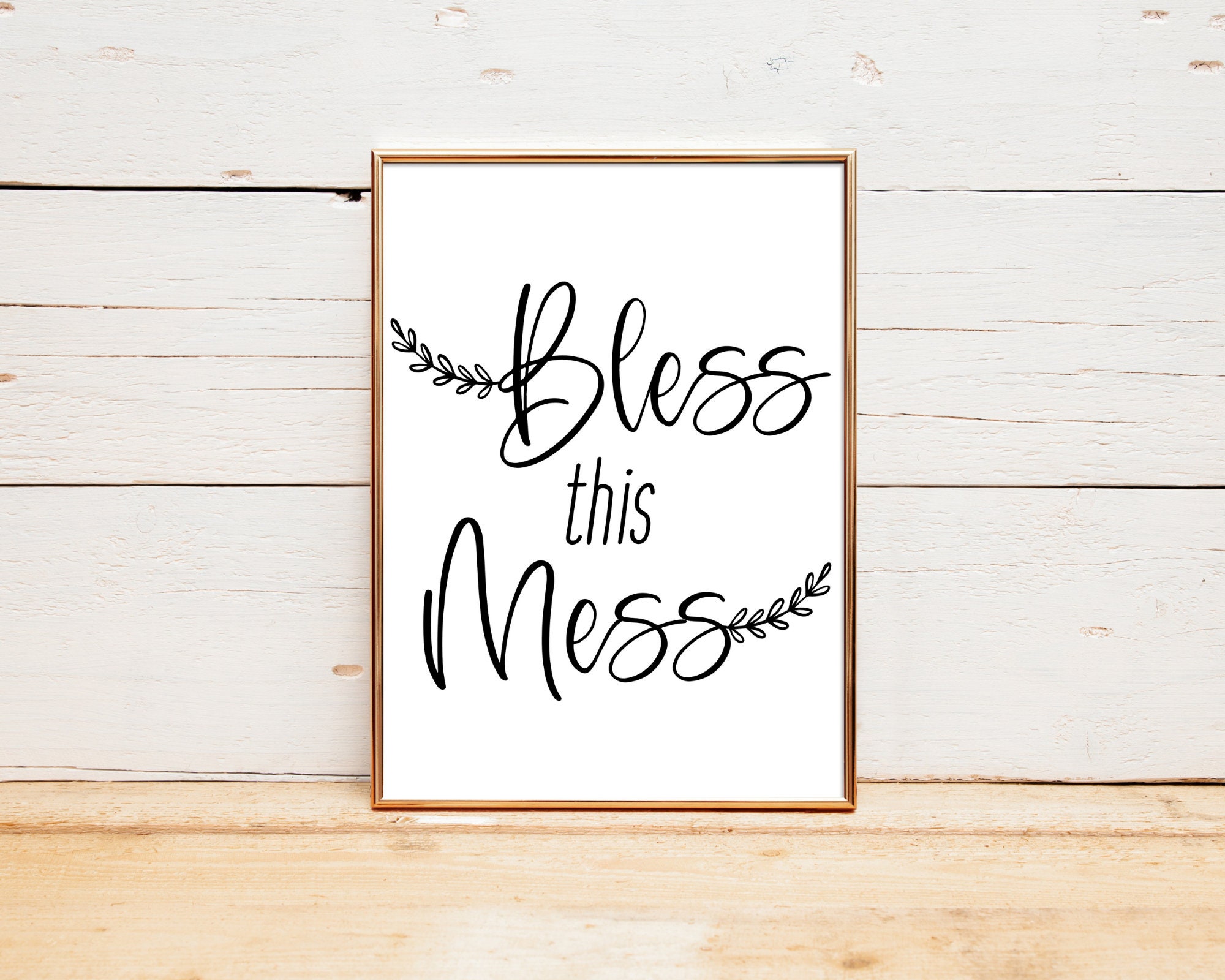 Bless This Mess Printable Sign, Farmhouse Sign, Inspirational Quote ...