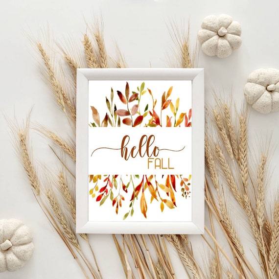 Hello Fall Printable Fall Wall Decor Print Thanksgiving | Etsy