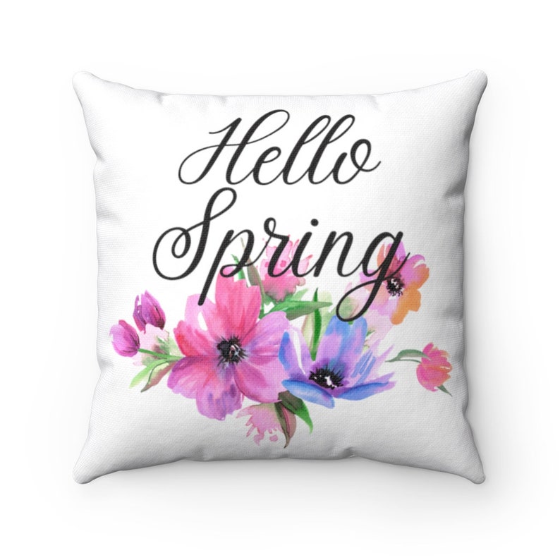 Hello Spring Pillow Cover Spring Watercolor Flowers Throw - Etsy