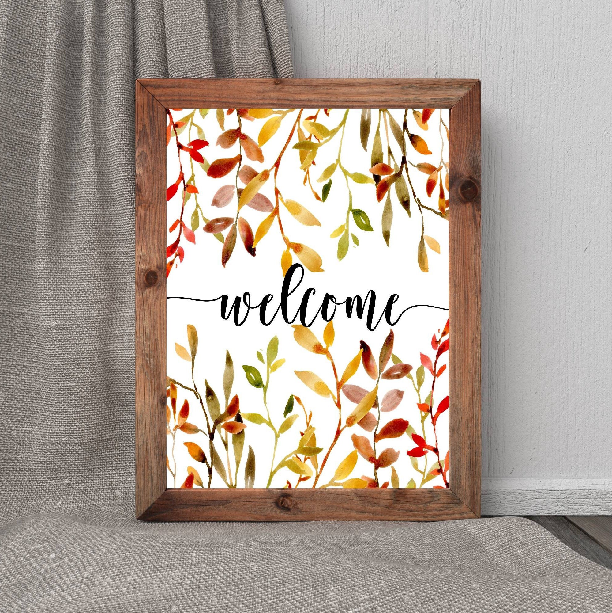 Welcome Fall Printable With Leaves, Thanksgiving Printable, Fall ...