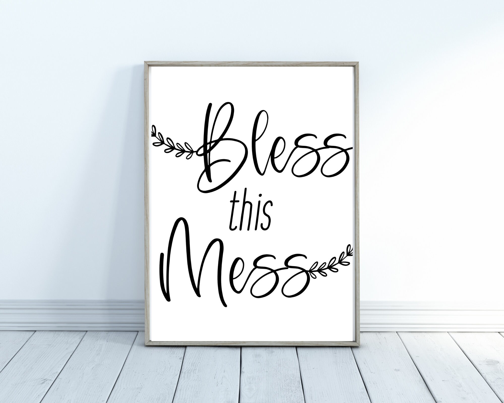 Bless This Mess Printable Sign, Farmhouse Sign, Inspirational Quote ...