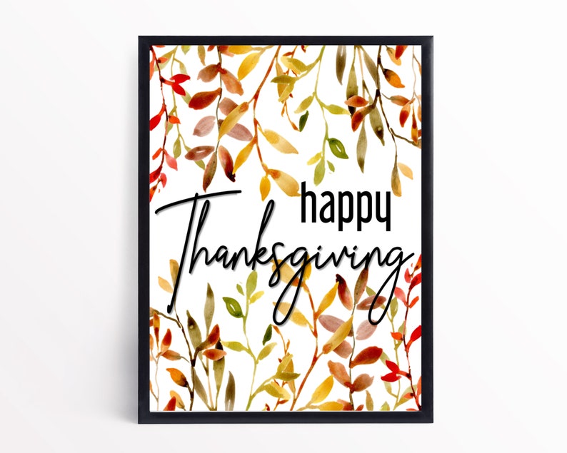 Happy Thanksgiving Sign, Thanksgiving Sign Printable, Fall Wall Decor ...