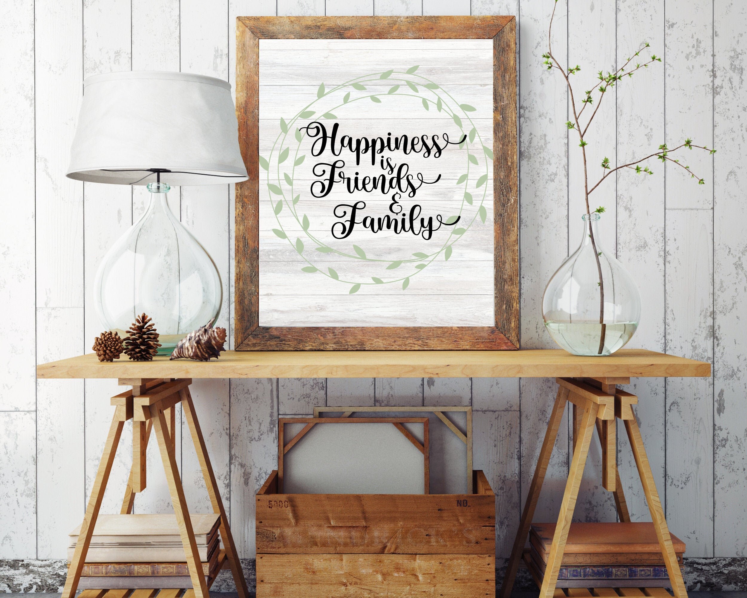 Happiness is Friends and Family-farmhouse Wall Printables-wall Decor ...