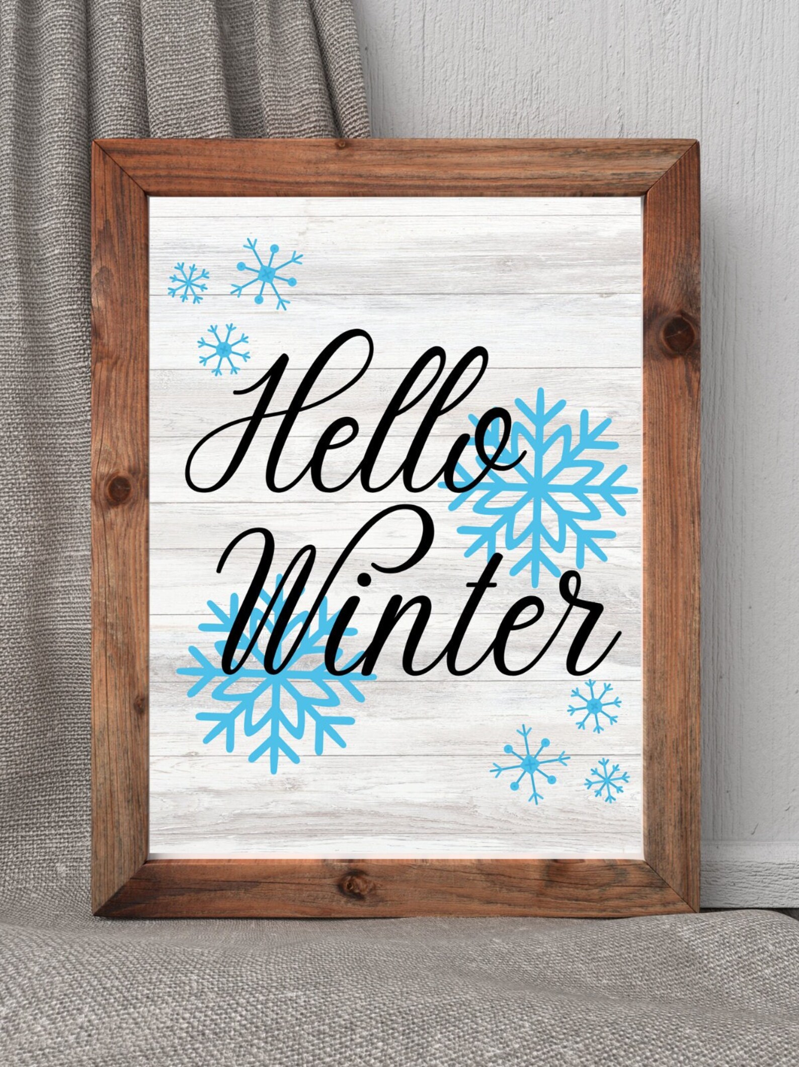 Hello Winter Printable Wall Art, Snowflake Printable, Hello Winter With ...