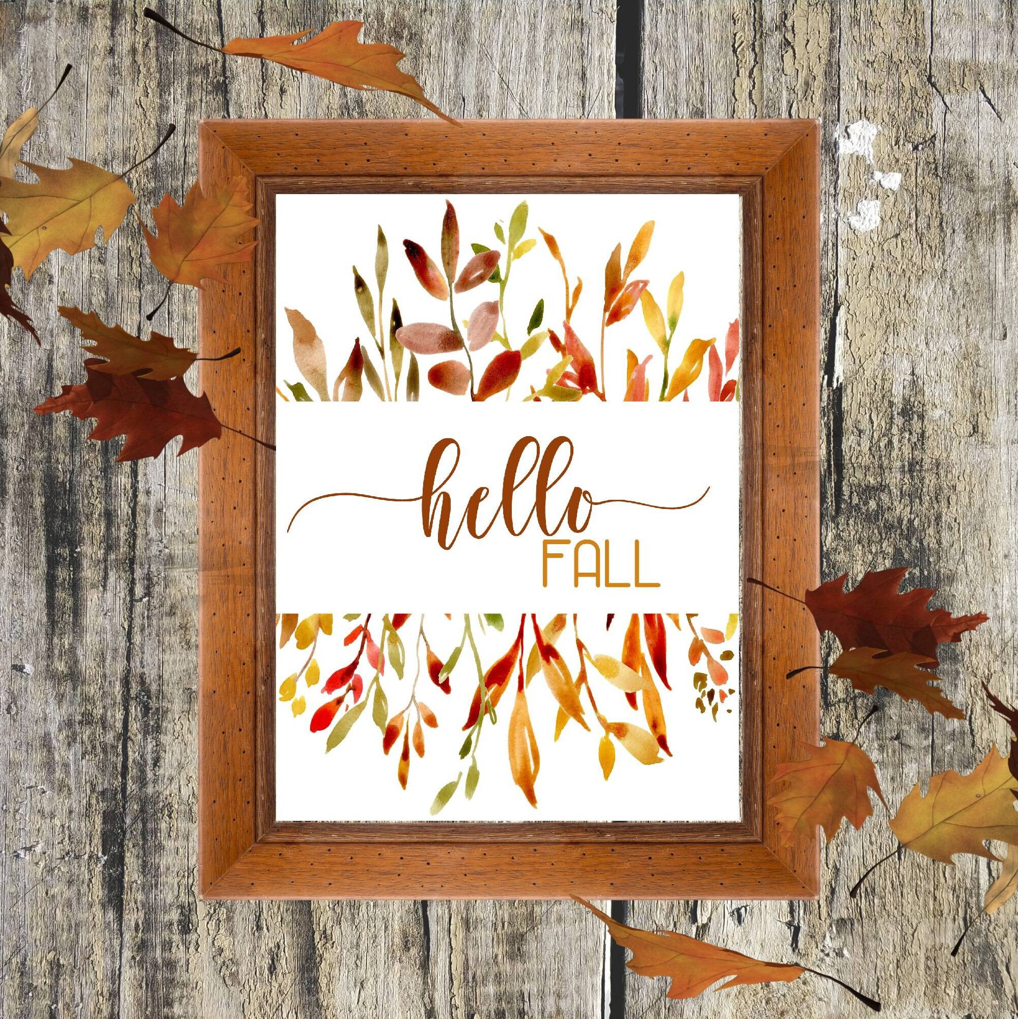 Hello Fall Printable, Fall Wall Decor Print, Thanksgiving Decor ...