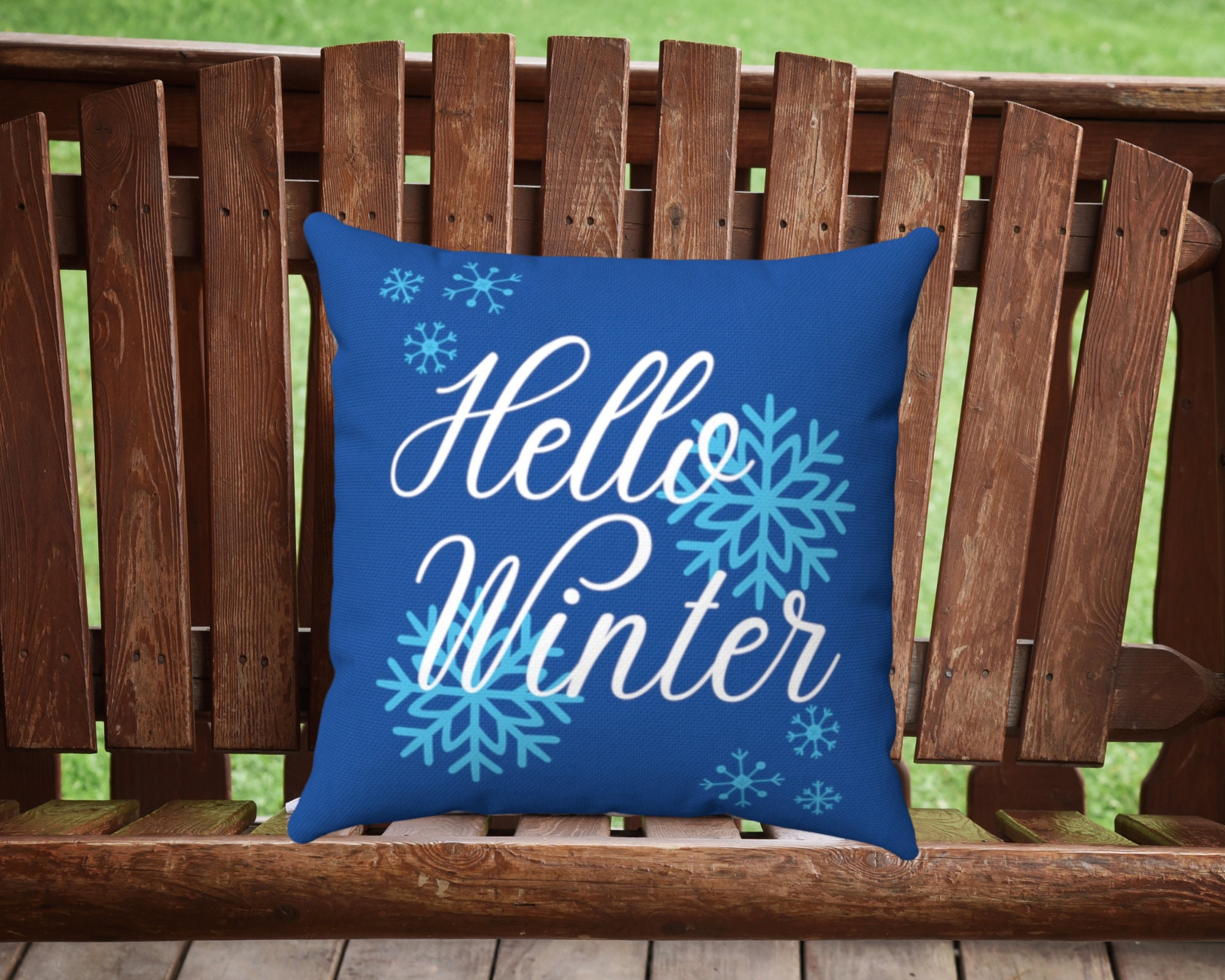 Hello Winter Pillow Cover, Snowflake Pillow Cover, Holiday Winter Decor ...