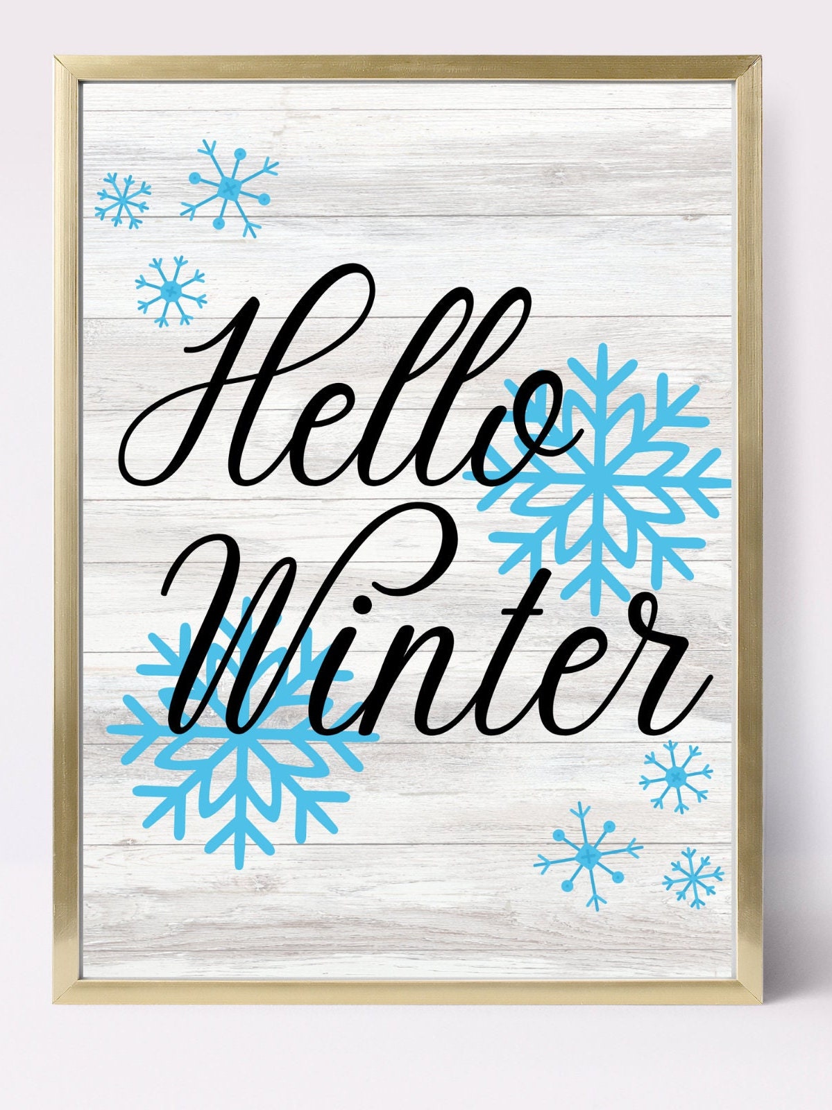 Hello Winter Printable Wall Art Snowflake Printable Hello - Etsy