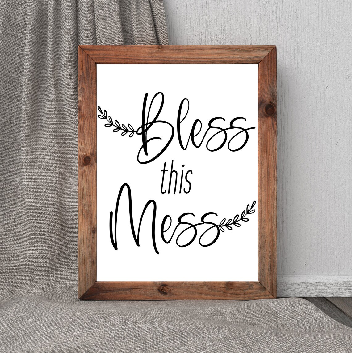 Bless This Mess Printable Sign, Farmhouse Sign, Inspirational Quote ...