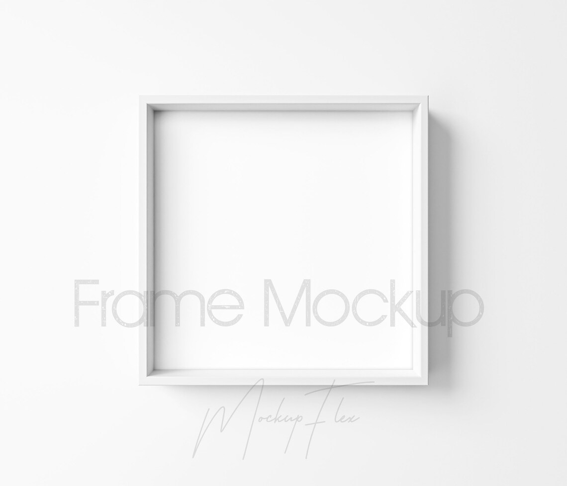 Square White Floating Frame Mockup. Minimalistic White Floater Frame ...