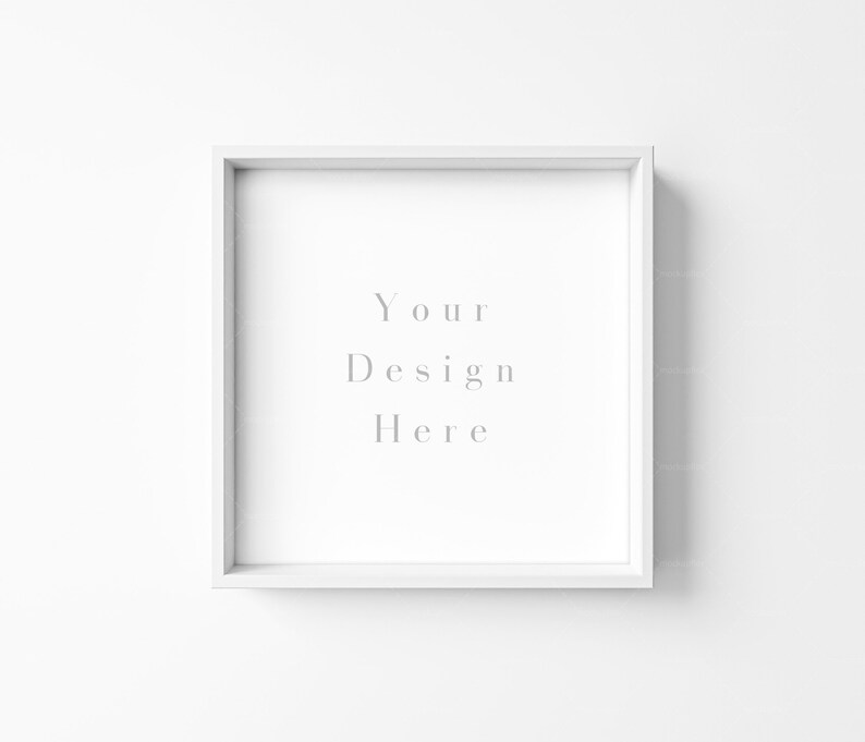 Square White Floating Frame Mockup. Minimalistic White Floater Frame ...