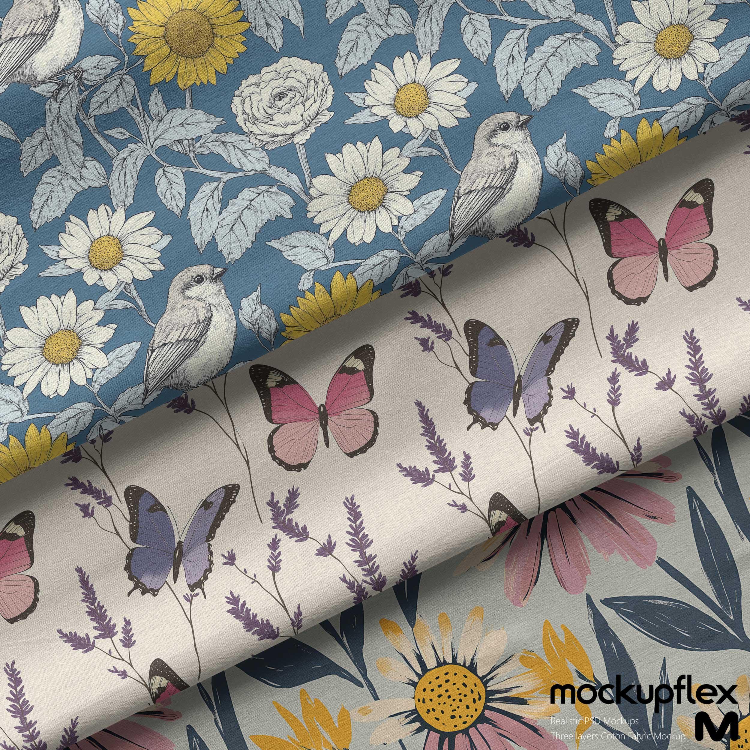 Three Layers Linen Fabric Mockup, Realistic Linen Fabric Texture ...