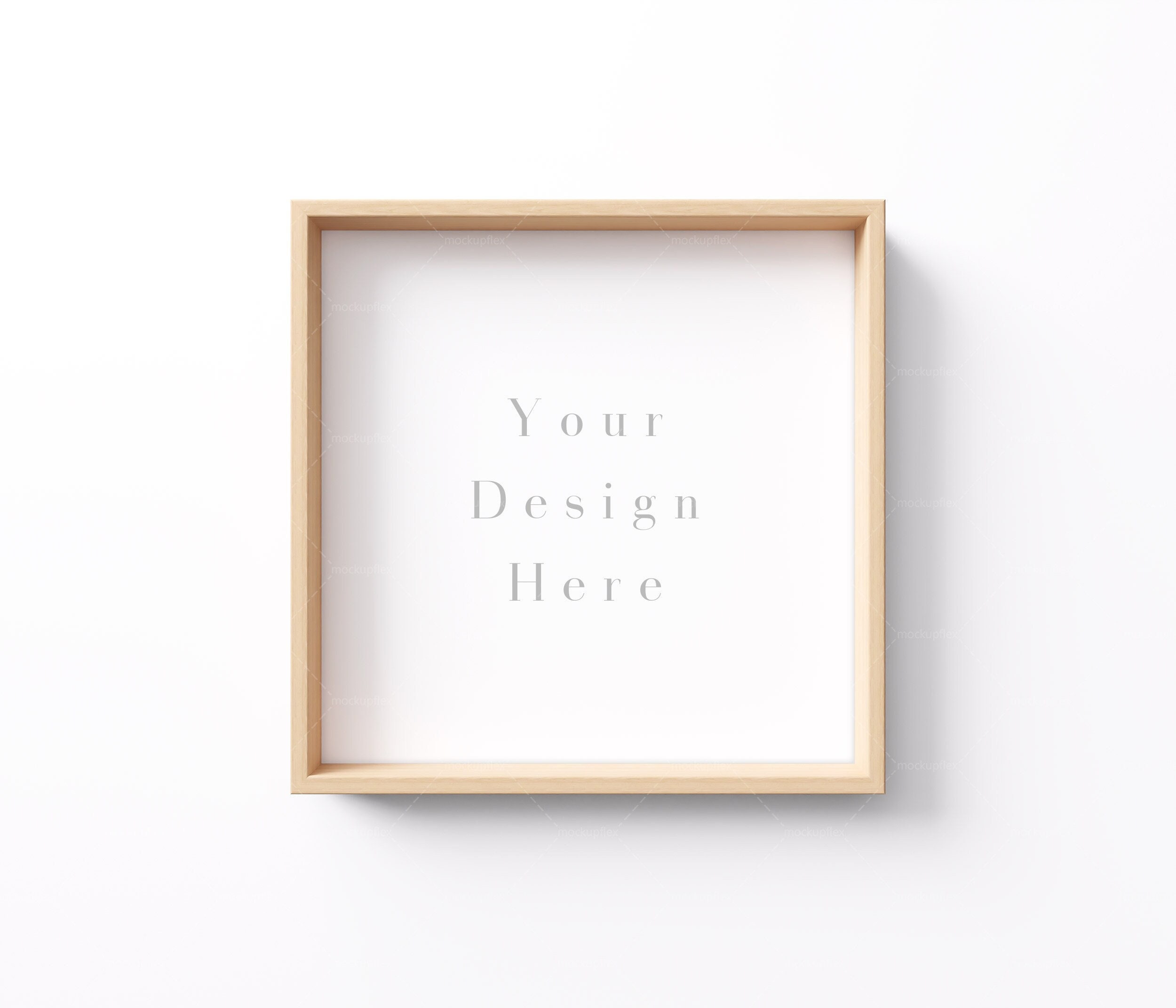 Square Wood Floating Frame Mockup. Minimalistic Square Wood Floater ...