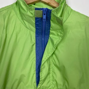 Vintage Lime Green Speedo 1/4 Zip Windbreaker Nylon Hooded Jacket XL ...