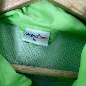 Vintage Lime Green Speedo 1/4 Zip Windbreaker Nylon Hooded Jacket XL ...