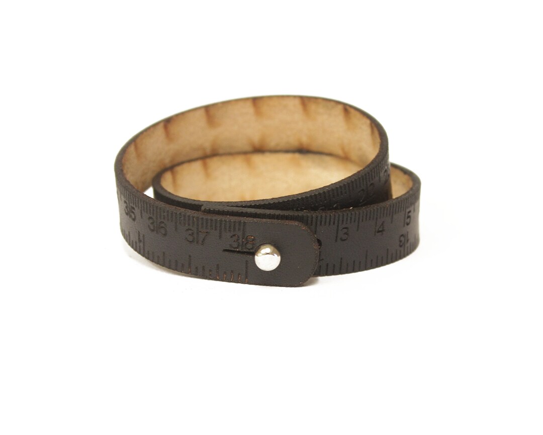 Personalized Leather Ruler Bracelet, Double Wrap Wristband - Etsy