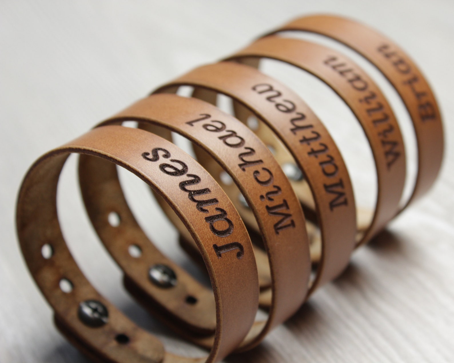 Engraved Bracelet, Custom Bracelet, Leather Gift, Engraved Leather ...