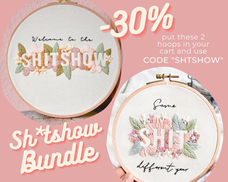 STICKVORLAGE. Same shit different year. Blumen und Schrift - Etsy.de