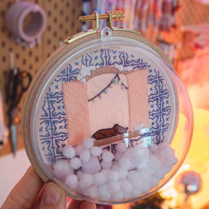 PDF PATTERN (ENG). Snow Globe Embroidery. Dog Embroidery Design ...