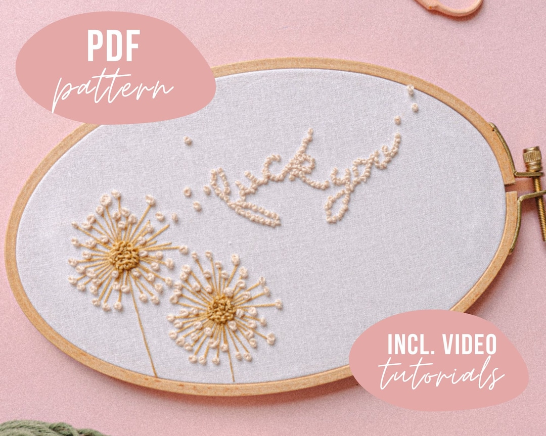 PDF PATTERN. Dandelion - Flower Embroidery Design. Digital Download With Video Tutorials. - Etsy