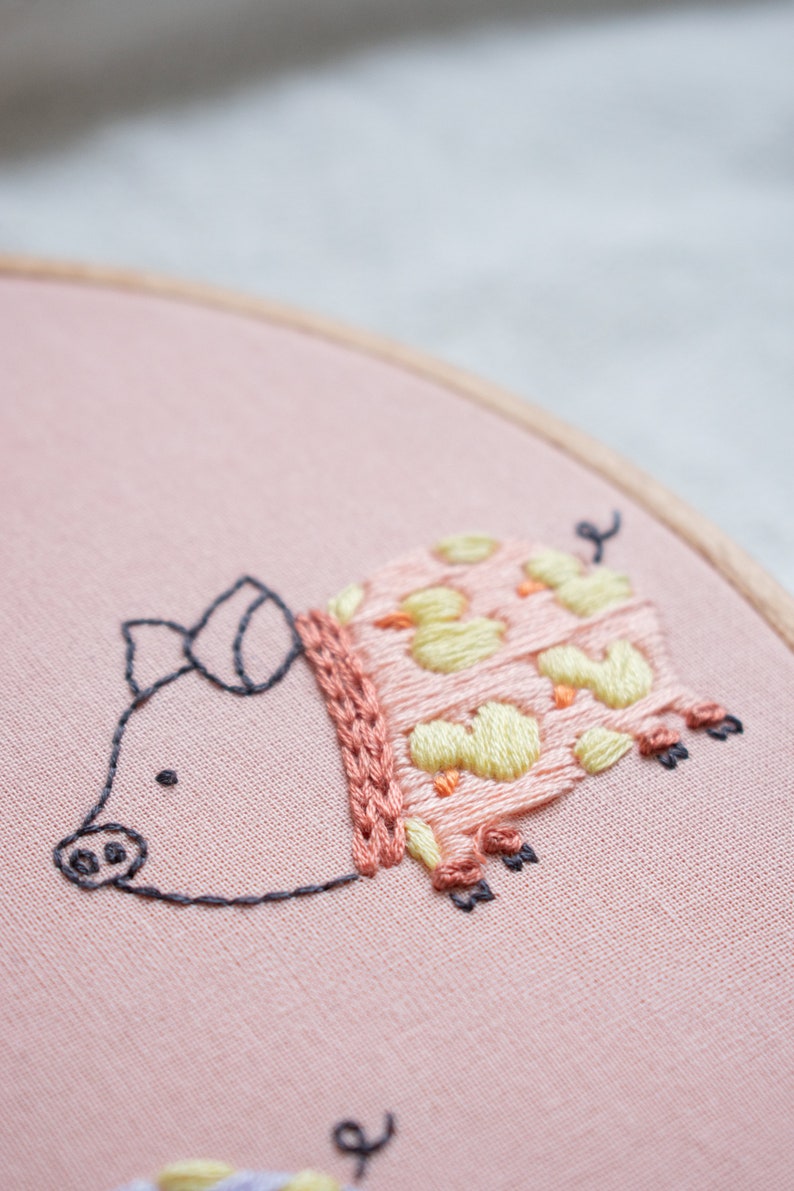 PDF PATTERN. Pigs in Pyjamas Embroidery Design. Digital | Etsy